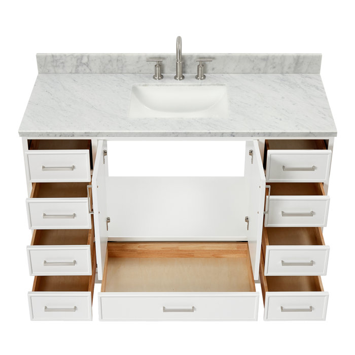 Winston Porter Peighten 55 Single Bathroom Vanity With Carrara Marble